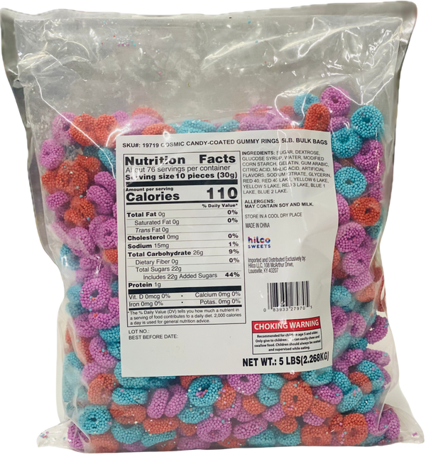 Cosmic Candy Coated Gummy Rings (5lb) - Wholesale Candy Warehouse