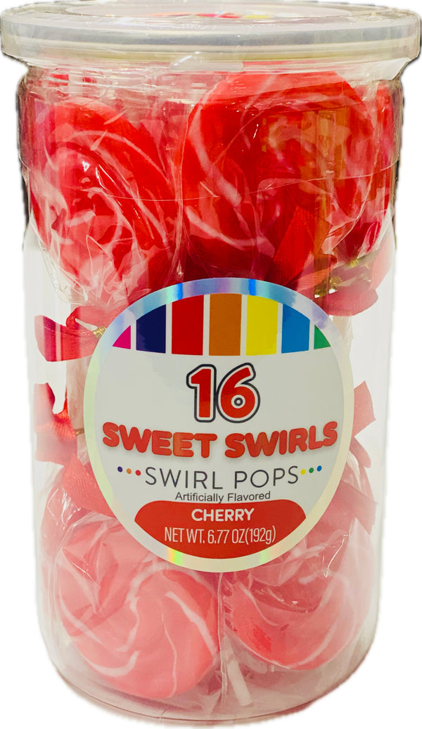 Sweet Swirl Pops Cherry (16ct) - Wholesale Candy Warehouse