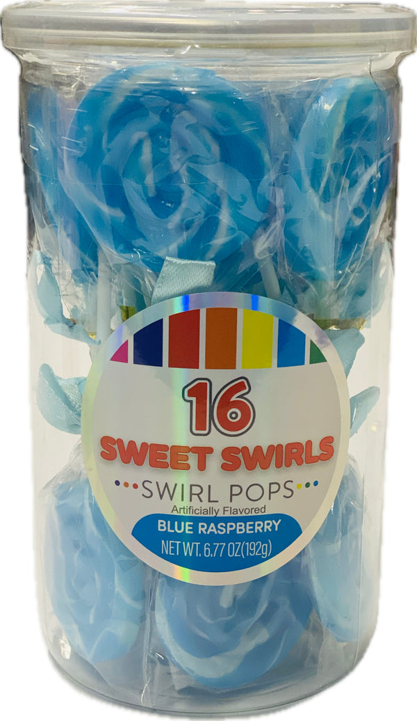 Sweet Swirl Pops Blue Raspberry (16ct) - Wholesale Candy Warehouse