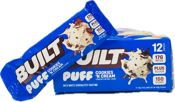 BUILT Puff Cookies N’ Cream (12ct) - Wholesale Candy Warehouse