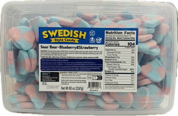 Swedish Style Candy Sour Bear Blueberry & Strawberry 5lb - Wholesale ...