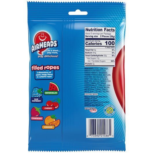 Airhead Filled Ropes 5oz Peg (12ct) - Wholesale Candy Warehouse